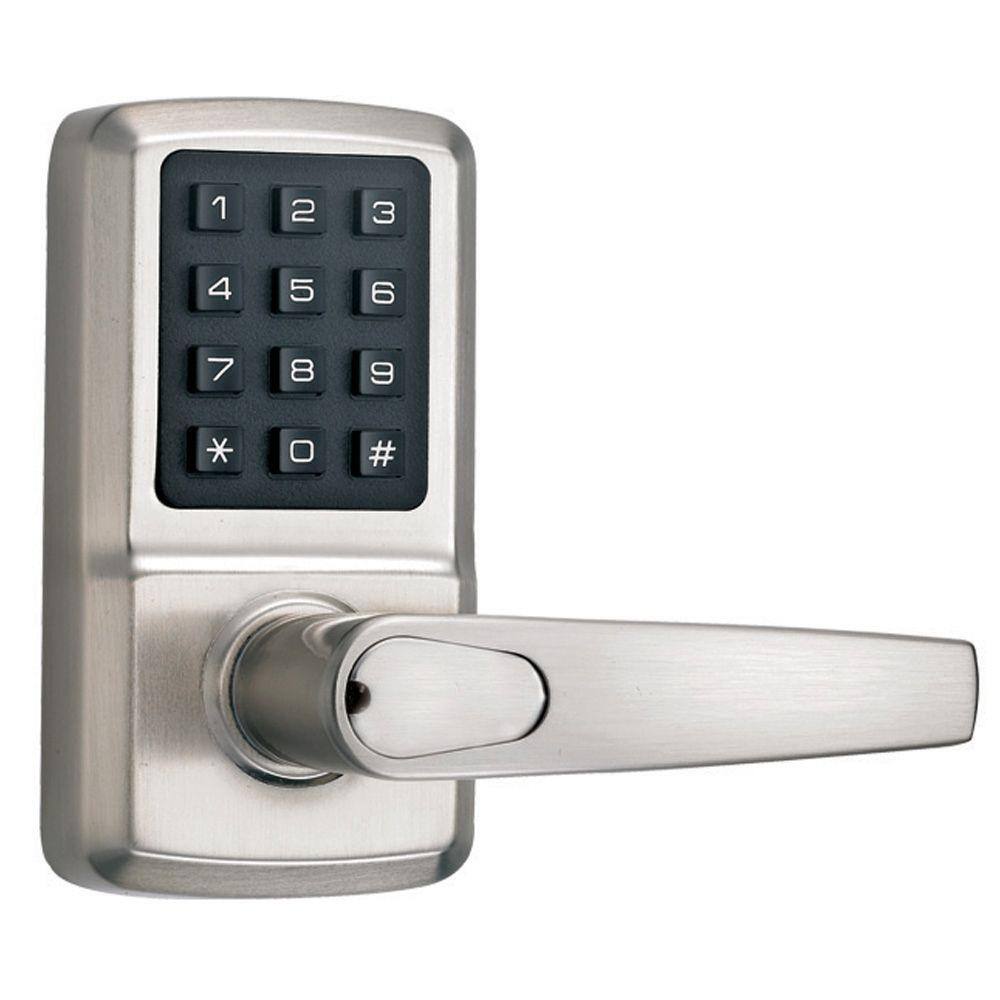 DELANEY HARDWARE Single-Cylinder Satin Nickel Digital Door Handle with ...
