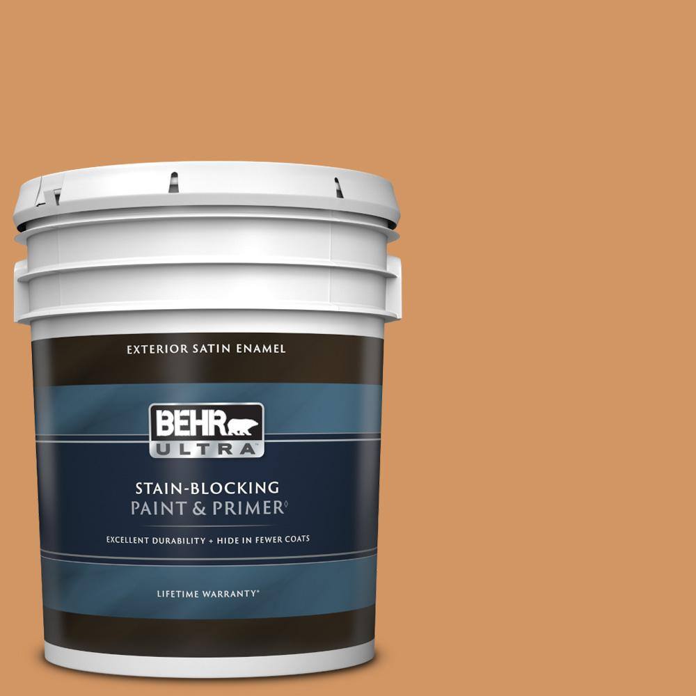 BEHR ULTRA 5 gal. #280D-5 Glazed Pecan Satin Enamel Exterior Paint ...