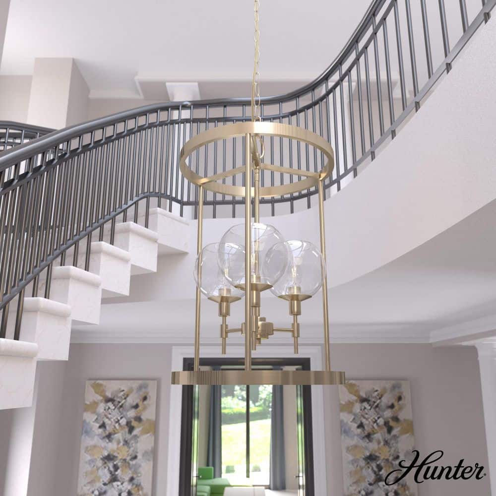 Hunter Xidane 3-Light Alturas Gold Island Pendant Light with Clear ...