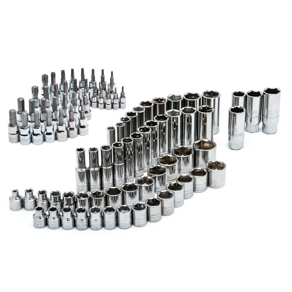 Husky 3/8 in. Drive SAE and Metric Socket and Bit Socket Set (91-Piece ...