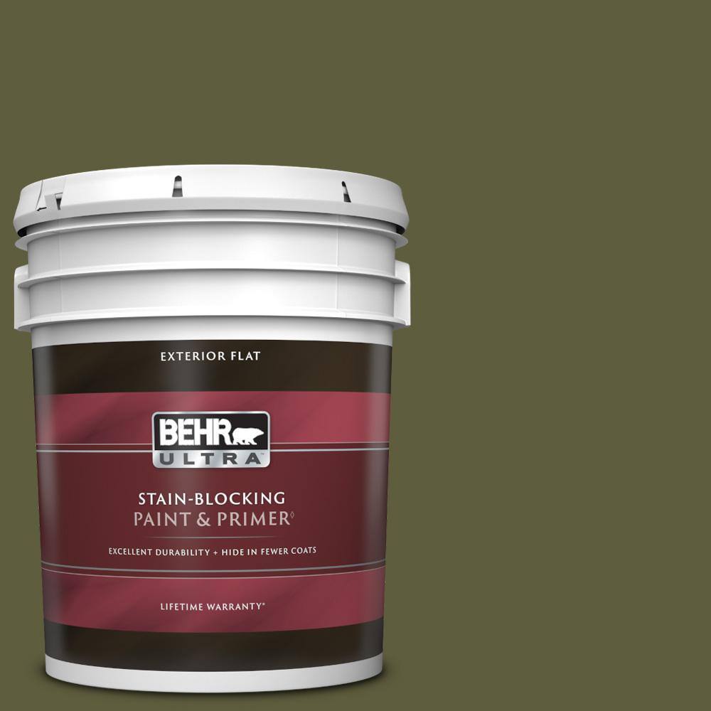 BEHR ULTRA 5 gal. #PPU9-25 Eastern Bamboo Flat Exterior Paint & Primer ...