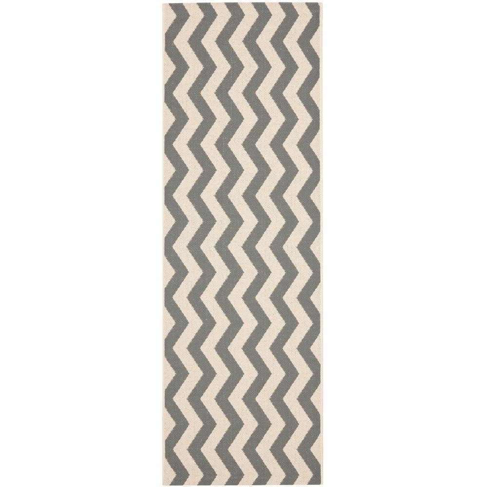 SAFAVIEH Courtyard Gray/Beige 2 ft. x 12 ft. Geometric Indoor/Outdoor ...