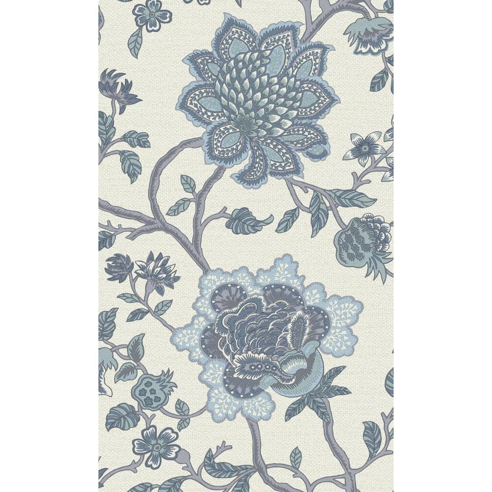 Walls Republic Blue Jacobean Flower Tropical Printed Non-Woven Paper ...