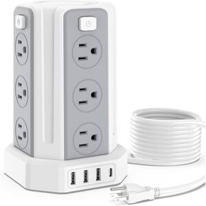 Lukyamzn 12-Outlet Power Strip Surge Protector with 10 ft. Extension ...