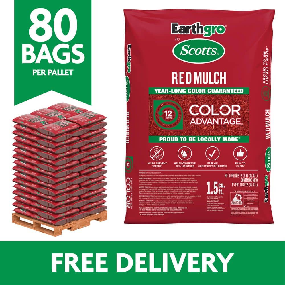 Earthgro Red Mulch Pallet 120 cu. ft. Bulk Shredded Wood Mulch for ...