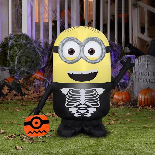 Universal 3 ft. Minions Airblown-Dave as Skeleton Halloween Inflatable ...