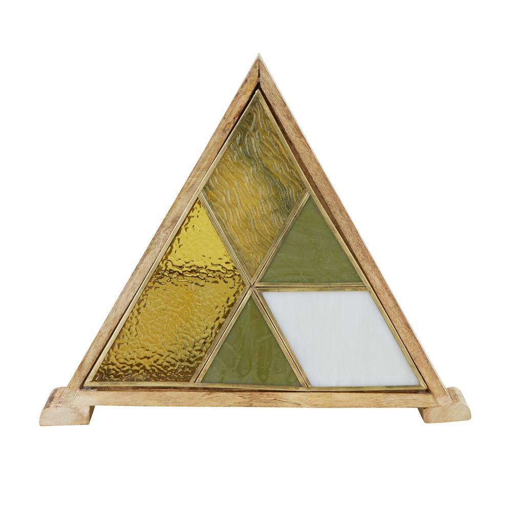 River of Goods Chelsea 11 in. Wood Triangle Accent Lamp with Amber ...