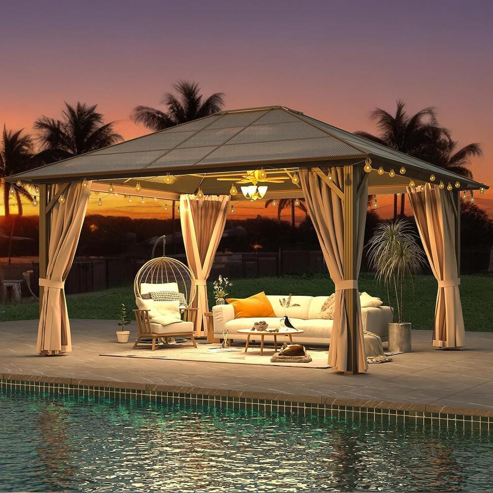 Reviews for HOMMOW 12 ft. x 14 ft. Hardtop Gazebo, Outdoor ...