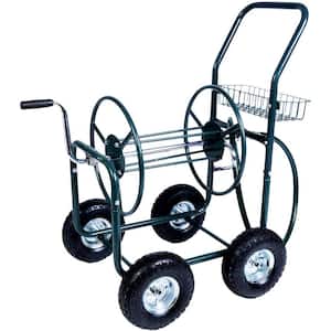 Huluwat 24.5 in. W Green 4 Wheels Portable Garden Hose Reel Cart with ...