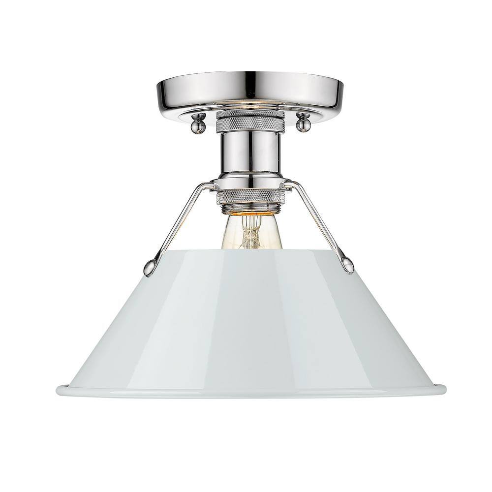 Golden Lighting Orwell 10 in. 1-Light Chrome and Dusky Blue Flush Mount ...