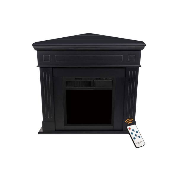 R.W.FLAME 43 in. Corner Freestanding Wooden Electric Fireplace in Black ...