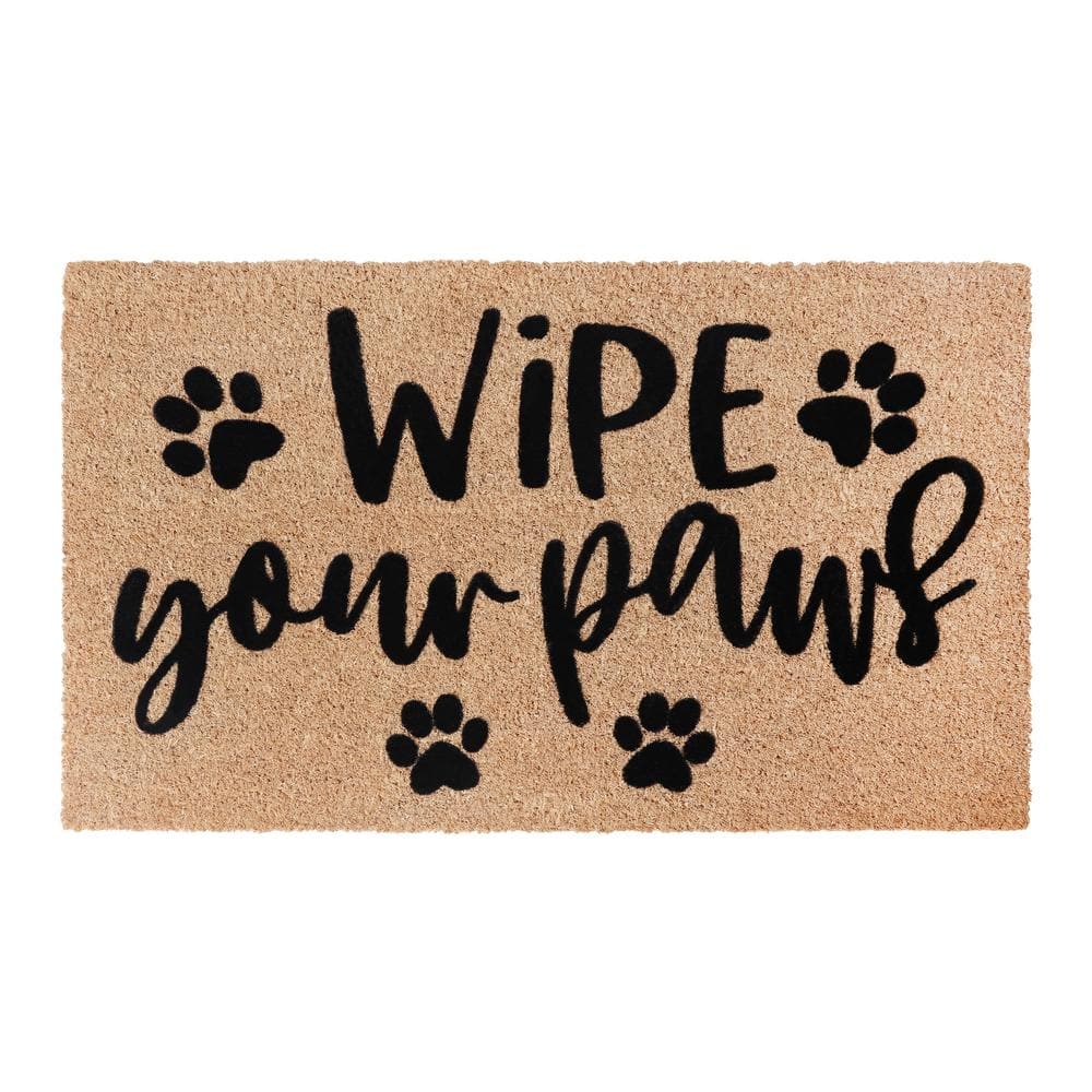 A1 Home Collections A1HC Wipe You Paws Black 24 in. x 36 in. Natural ...