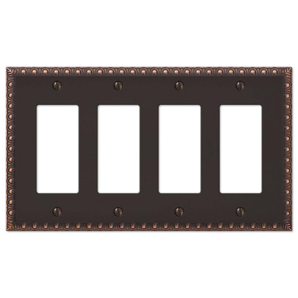 AMERELLE Antiquity 4 Gang Rocker Metal Wall Plate - Aged Bronze 90R4VB ...