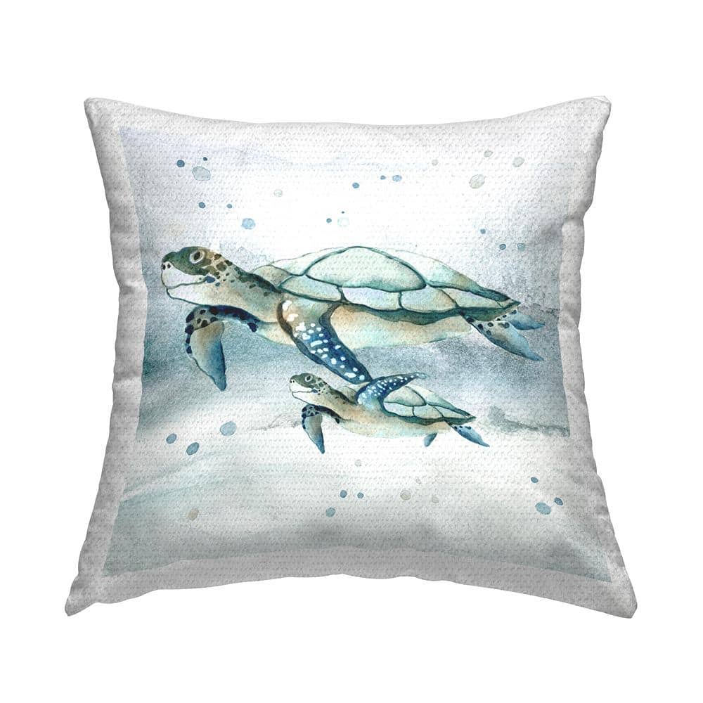 Stupell Industries Turtles and Ocean Bubbles Blue Square Outdoor Throw ...