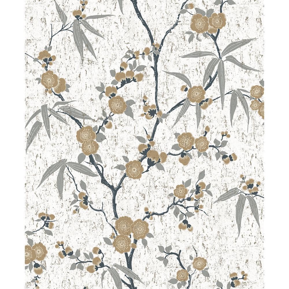 Seabrook Designs 71 sq. ft. Gold Chip Blossom Cork Grass Cloth Unpasted ...
