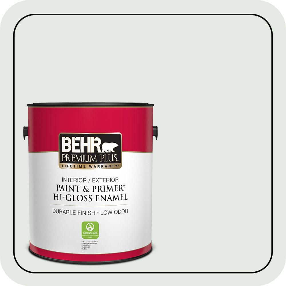 BEHR PREMIUM PLUS 1 gal. #BL-W07 Wind Chill Hi-Gloss Enamel Interior ...
