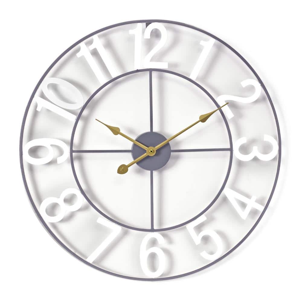 Sorbus White Metal Analog Numeral Wall Clock CLK-WAL40N-WH - The Home Depot