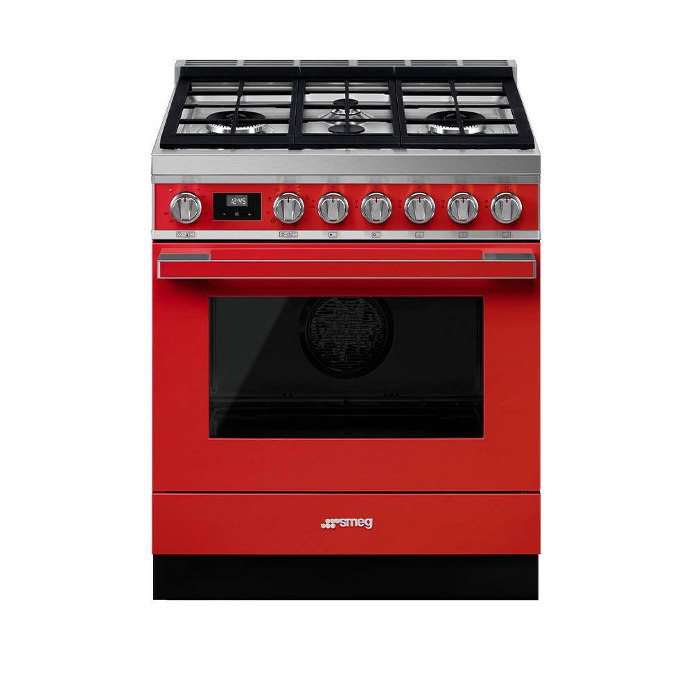 smeg Portofino Series 30" Range. Duel Fuel. Red CPF30UGMR - The Home Depot