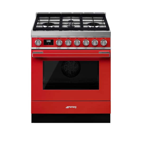 smeg Portofino Series 30" Range. Duel Fuel. Red CPF30UGMR - The Home Depot