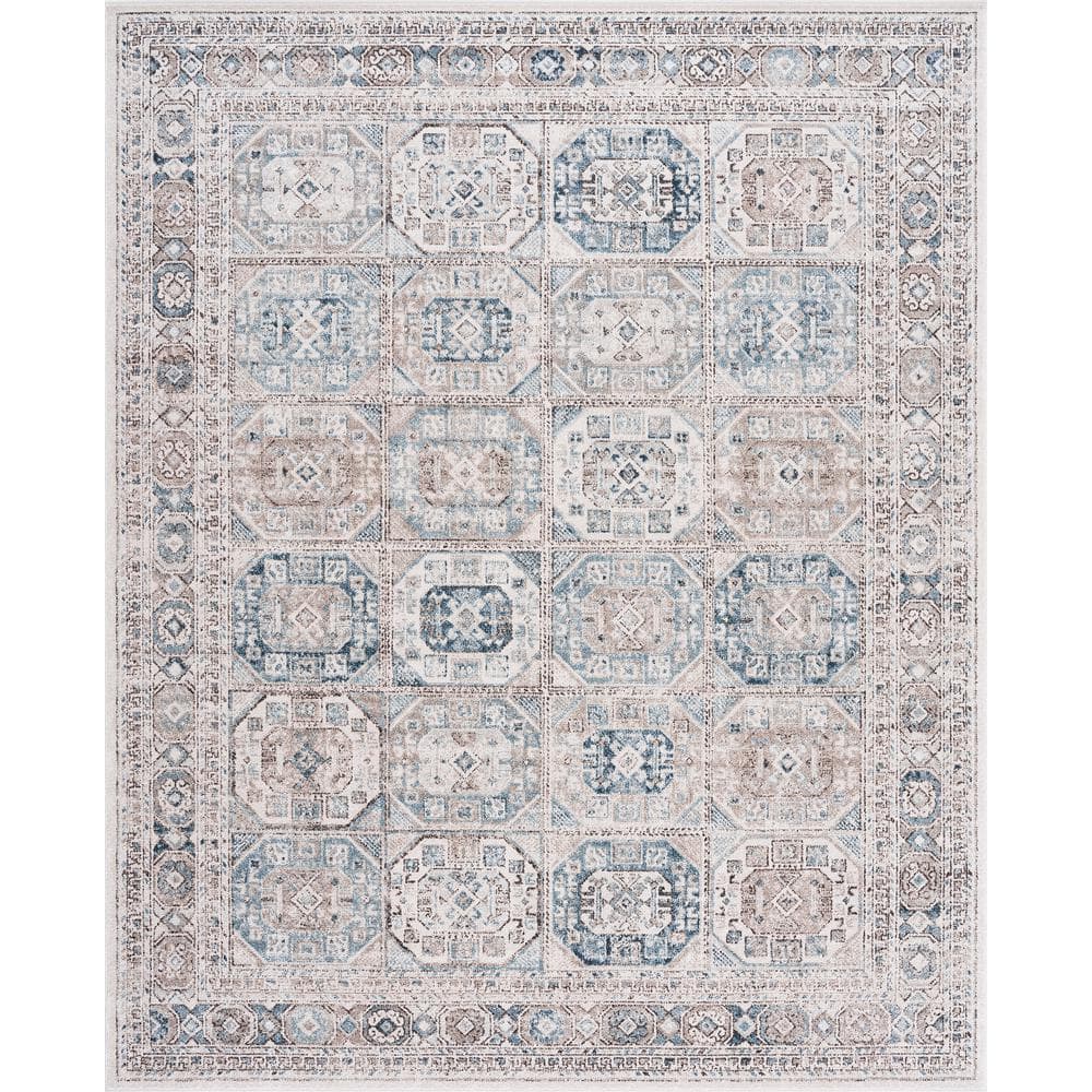 Tayse Rugs Magic Traditional Blue and Cream 8 ft. x 10 ft. Oriental ...