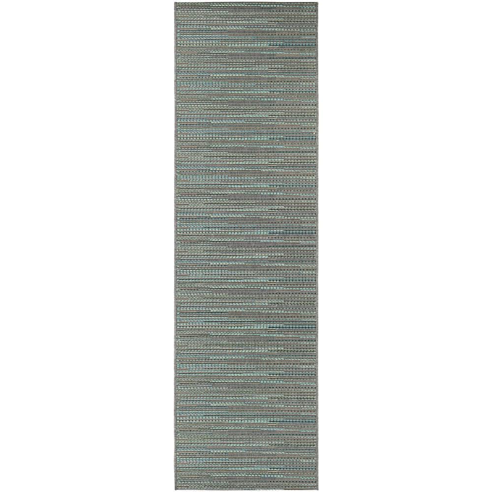 Couristan Monaco Larvotto Blue-Multi 2 ft. x 8 ft. Indoor/Outdoor ...