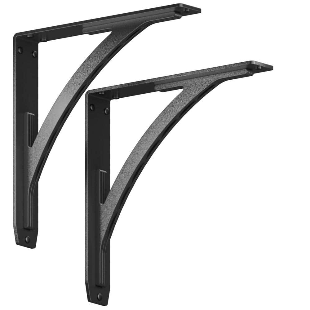 Starby Sullivan 12 in. L Black Iron Heavy Duty Shelf Bracket (2-Pack ...