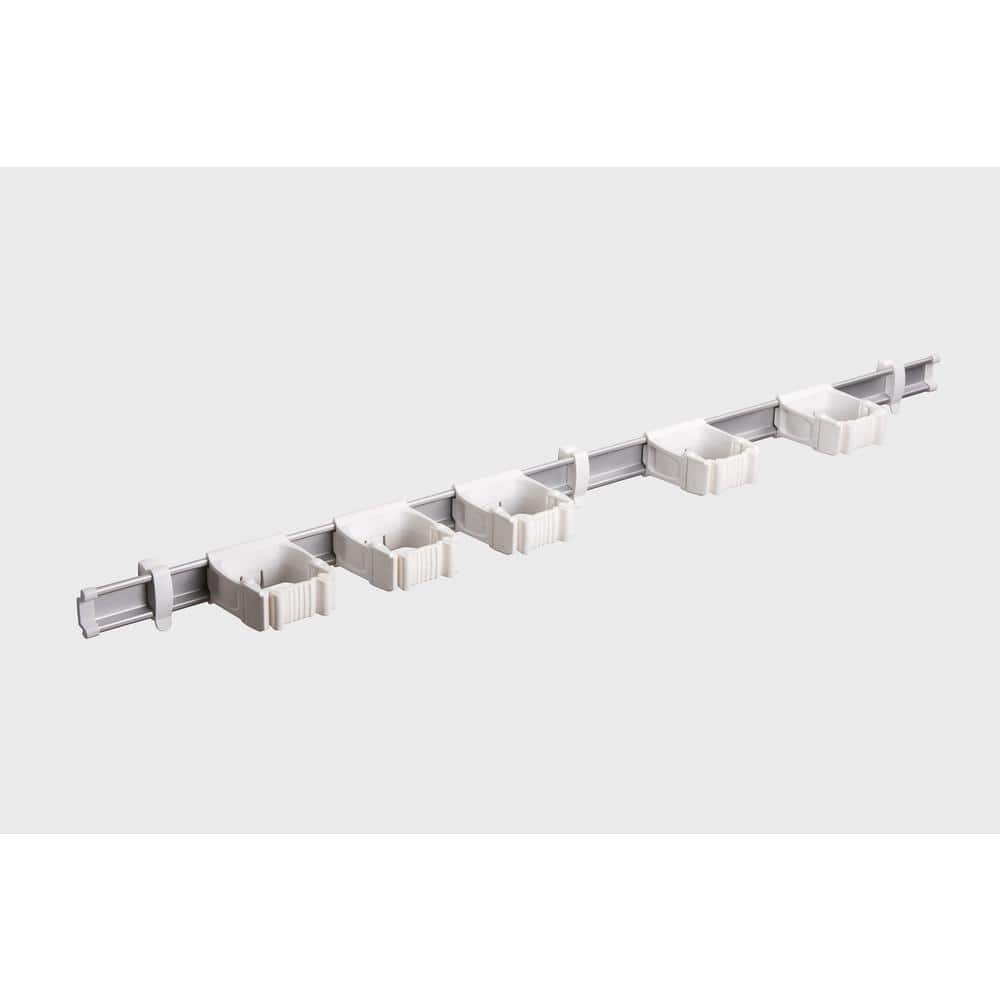 TOOLFLEX 37 in. Universal Garage Storage Rail System with 5 White One ...