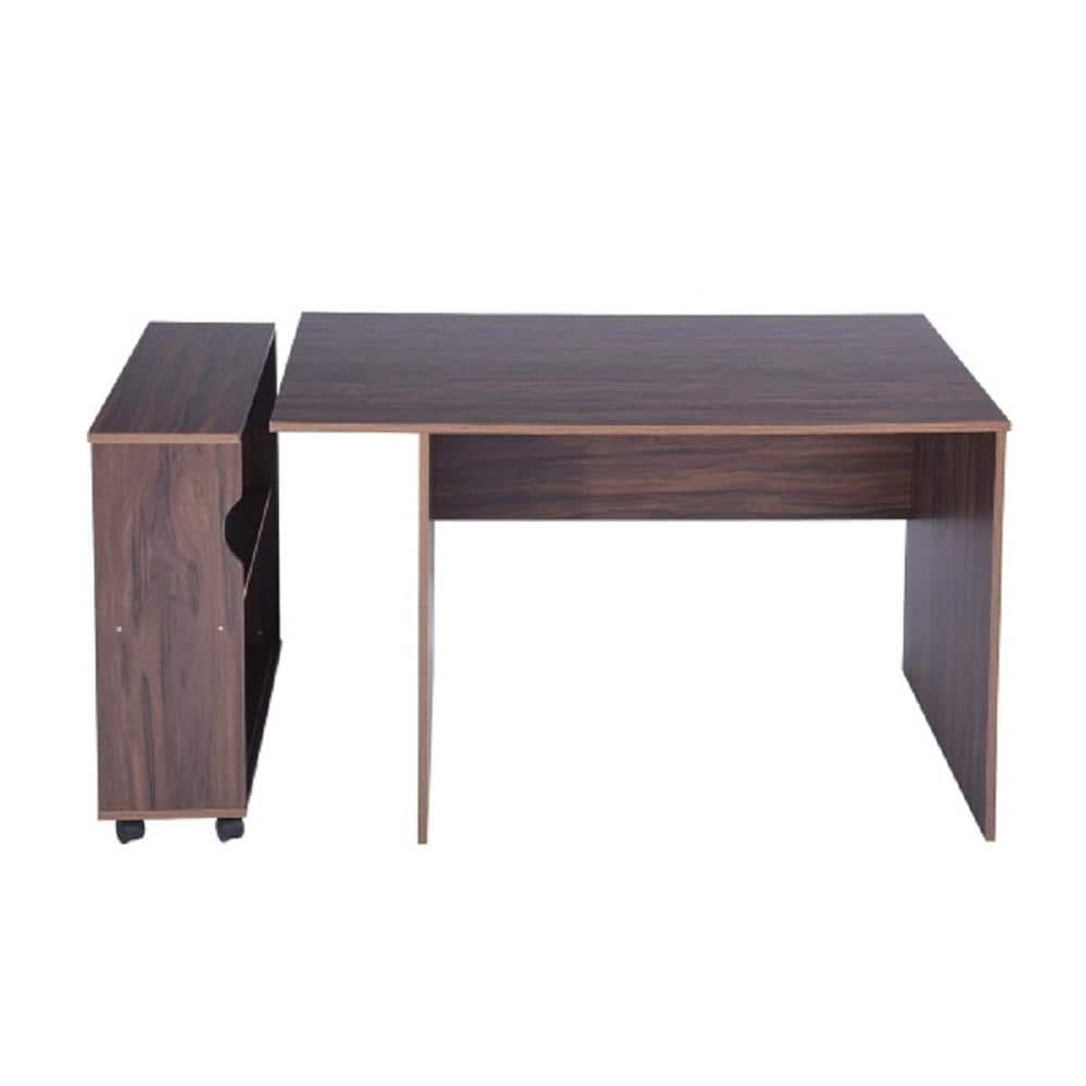 47.24 in. Walnut Computer Desk with Removable Bookcase SN823C-219 - The ...