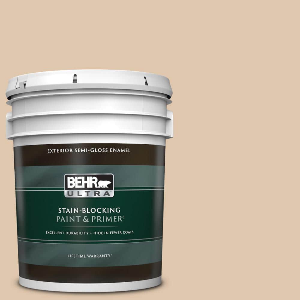 BEHR ULTRA 5 gal. #N260-2 Almond Latte Semi-Gloss Enamel Exterior Paint ...