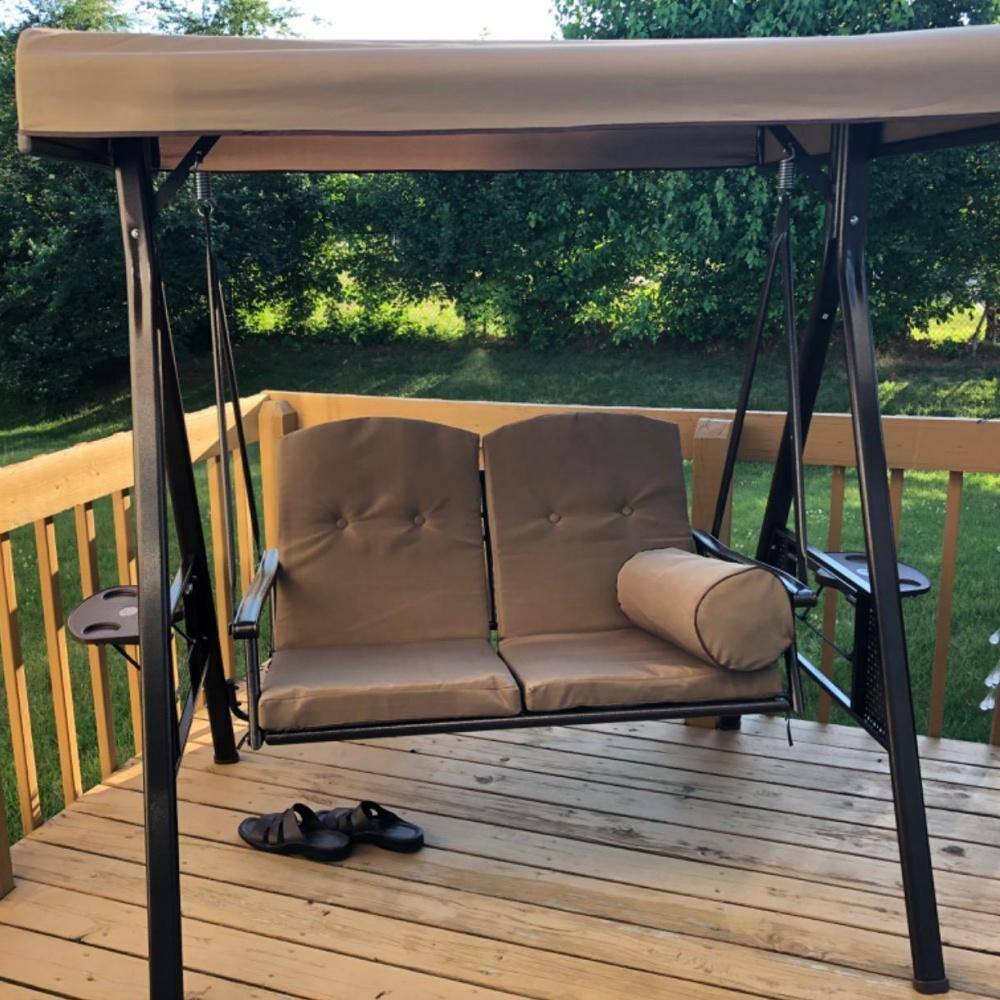 Reviews for PURPLE LEAF 2-Person Steel Metal Patio Swing with Canopy ...