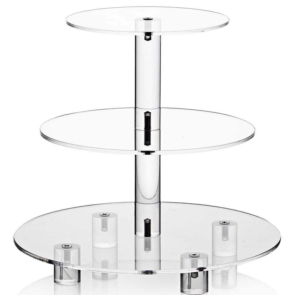 Esepony 10.6 in. W x 11 in. H 3-Tier Round Acrylic Clear Plastic Cake ...
