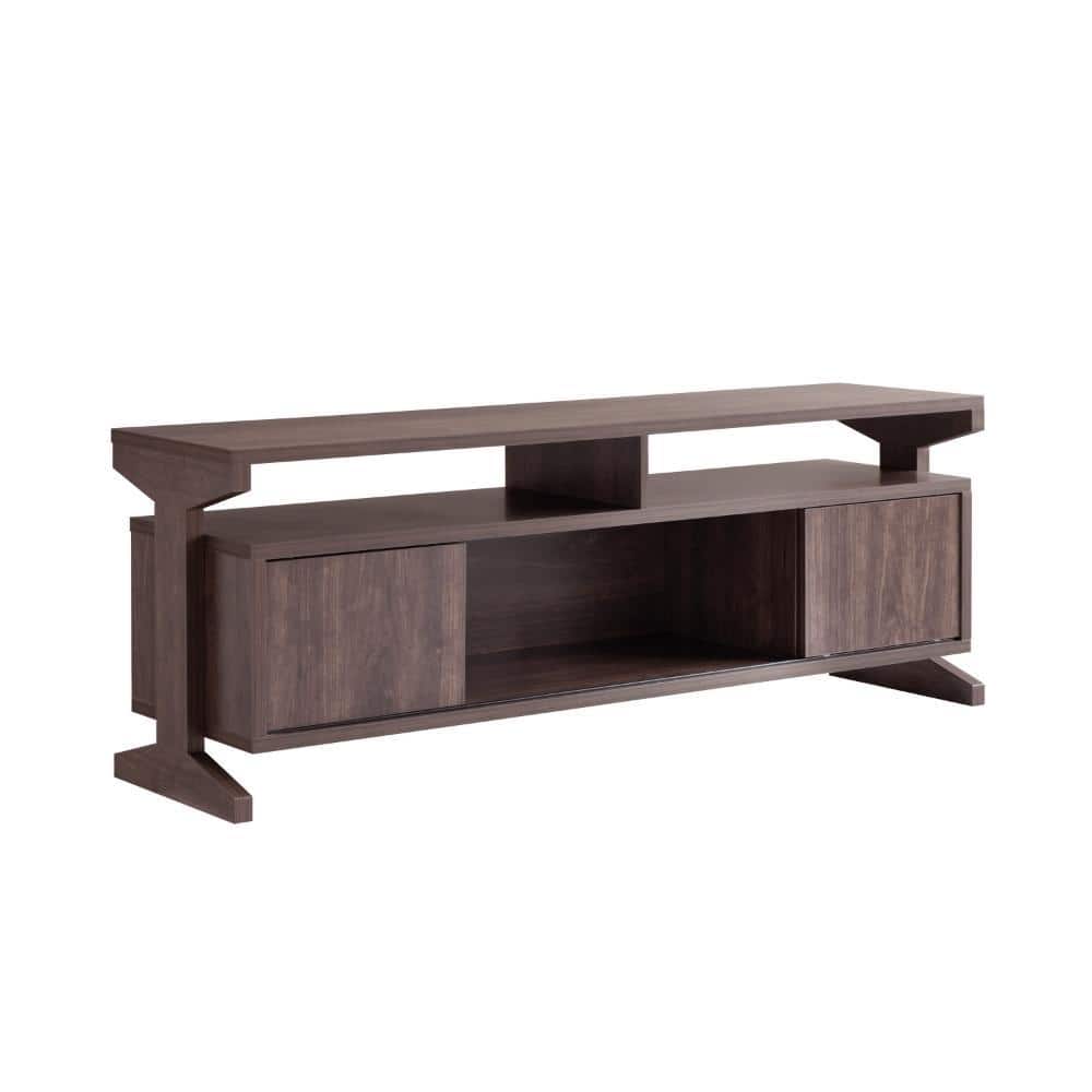 Benjara Brown TV Stand Entertainment Center Fits TV's up to 55 to 60 in. BM324282 - The Home Depot