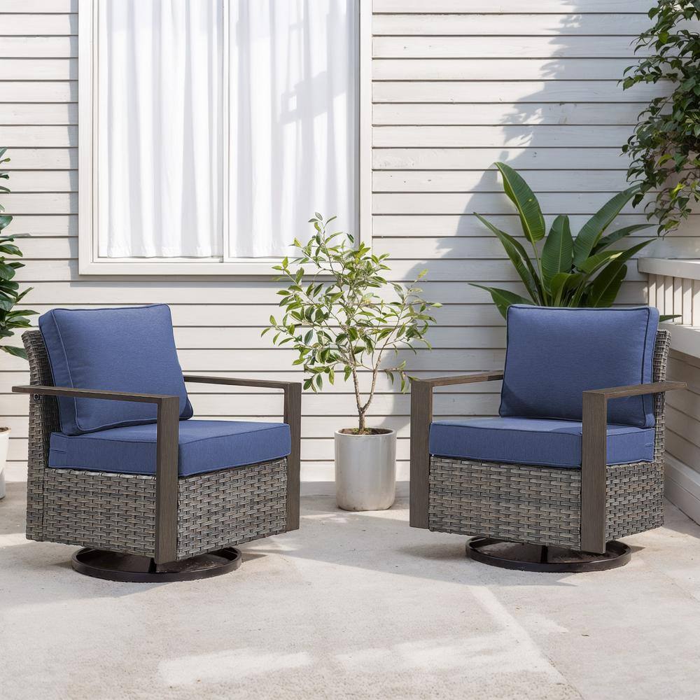 Opohoro MetalWood Metal and Gray Wicker Outdoor Rocking Chair Patio ...
