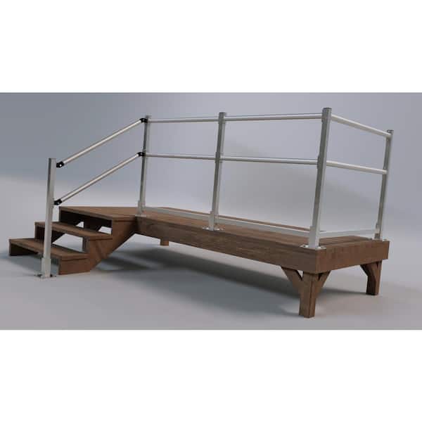 EZ-ACCESS RAILWAY Aluminum Modular Handrail Kit, Post with 5 ft. Stair ...