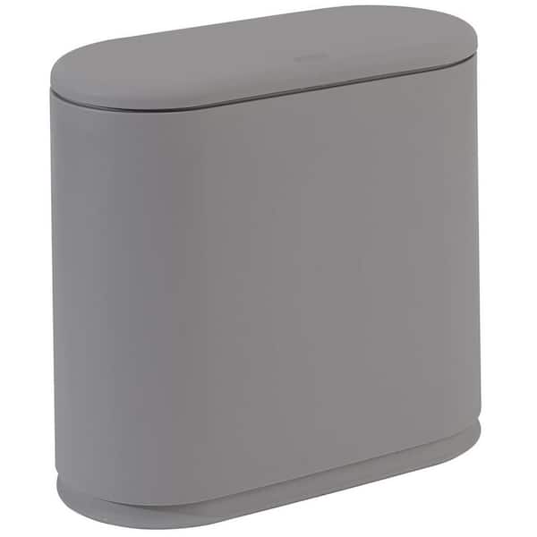 FAWEY TRED INC 2.4 Gal. Gray Rectangular Plastic Trash Can with Push On ...