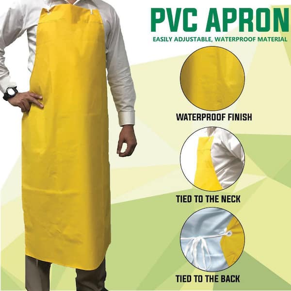 BISON LIFE Waterproof and Oilproof Vinyl Bib Apron with Adjustable Neck Small Yellow BLKC ES PVCAP1Y The Home Depot