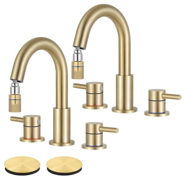 AKLFGN Double Handle Pull Down Spout 8 in. Widespread Bathroom Faucet 3 ...