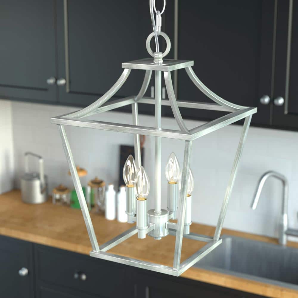 Hunter Laurel Ridge 4 Light Brushed Nickel Lantern Pendant Kitchen ...