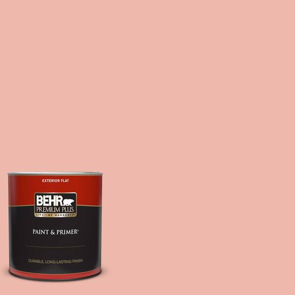 BEHR PREMIUM PLUS 1 qt. #M170-3 Carnation Coral Flat Exterior Paint ...