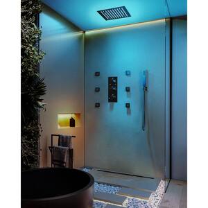GRANDJOY RGB LED 5-Spray Ceiling Mount 12 in. Fixed and Handheld Shower ...