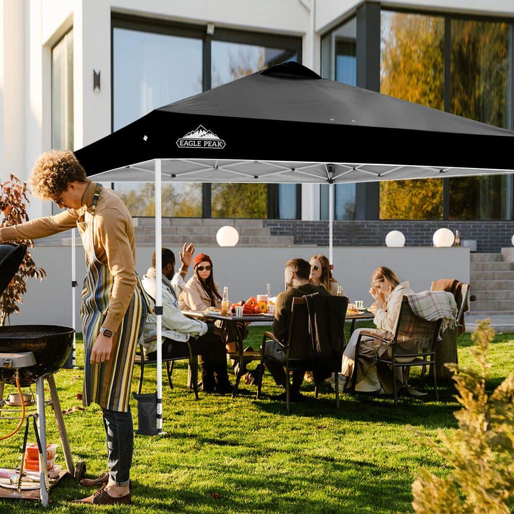 EAGLE PEAK 12 ft. x 12 ft. Straight Leg Pop-Up Canopy with 4-Sand Bags ...