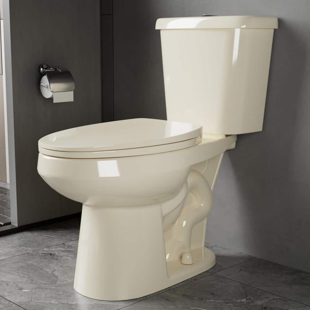 WetBase 17 in. Height 2-Piece Toilet 1.1/1.6 GPF Dual Flush Elongated ADA Toilet in Bone 1000g ...