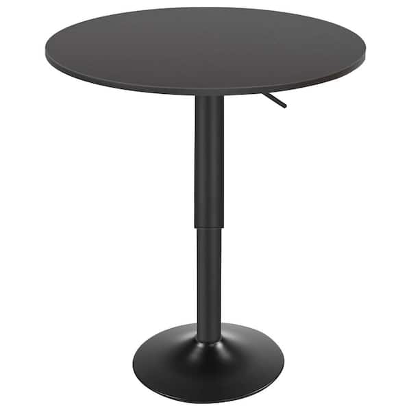 Angel Sar 35.4 in. Black Height-Adjustable Round Bar Table, Cocktail ...