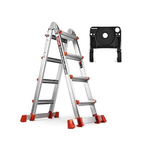 Angel Sar 12.5 ft. Reach 330 lb. Aluminium 7-in-1 Folding Ladder, Heavy ...