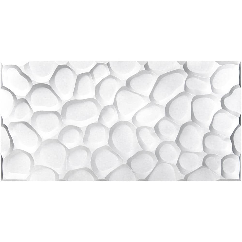 Art3dwallpanels Stone White Paintable 3D PVC Wall Panels 47.24 in. x 23 ...