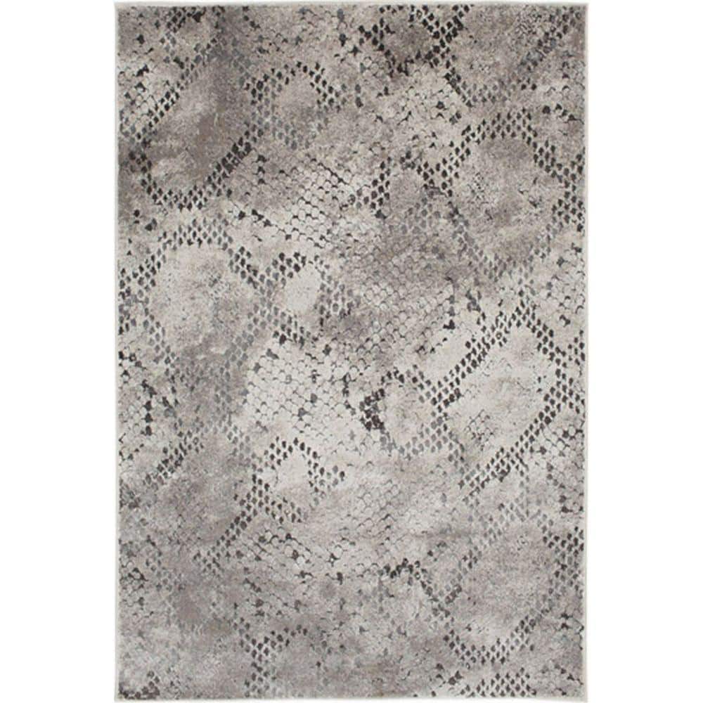 Benjara Modern Ivory and Gray 5 ft. x 7 ft. Snake Skin Design ...