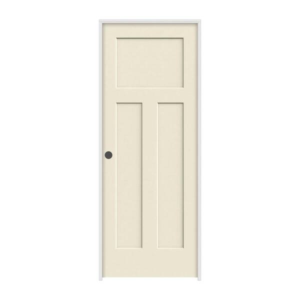 JELD-WEN 30 in. x 80 in. 3 Panel Craftsman Primed Right-Hand Smooth ...