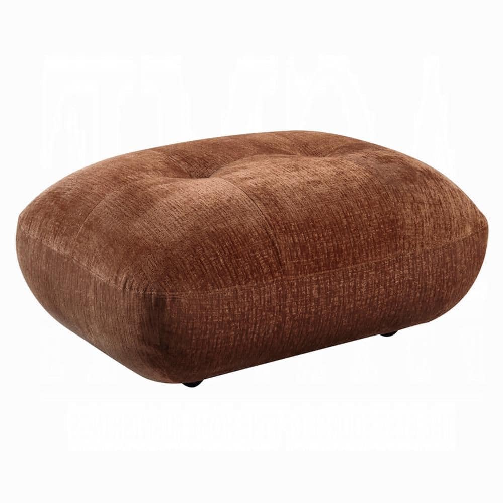 Benjara Erico Rust Brown Fabric Rectangle Accent Ottoman BM333152 - The ...