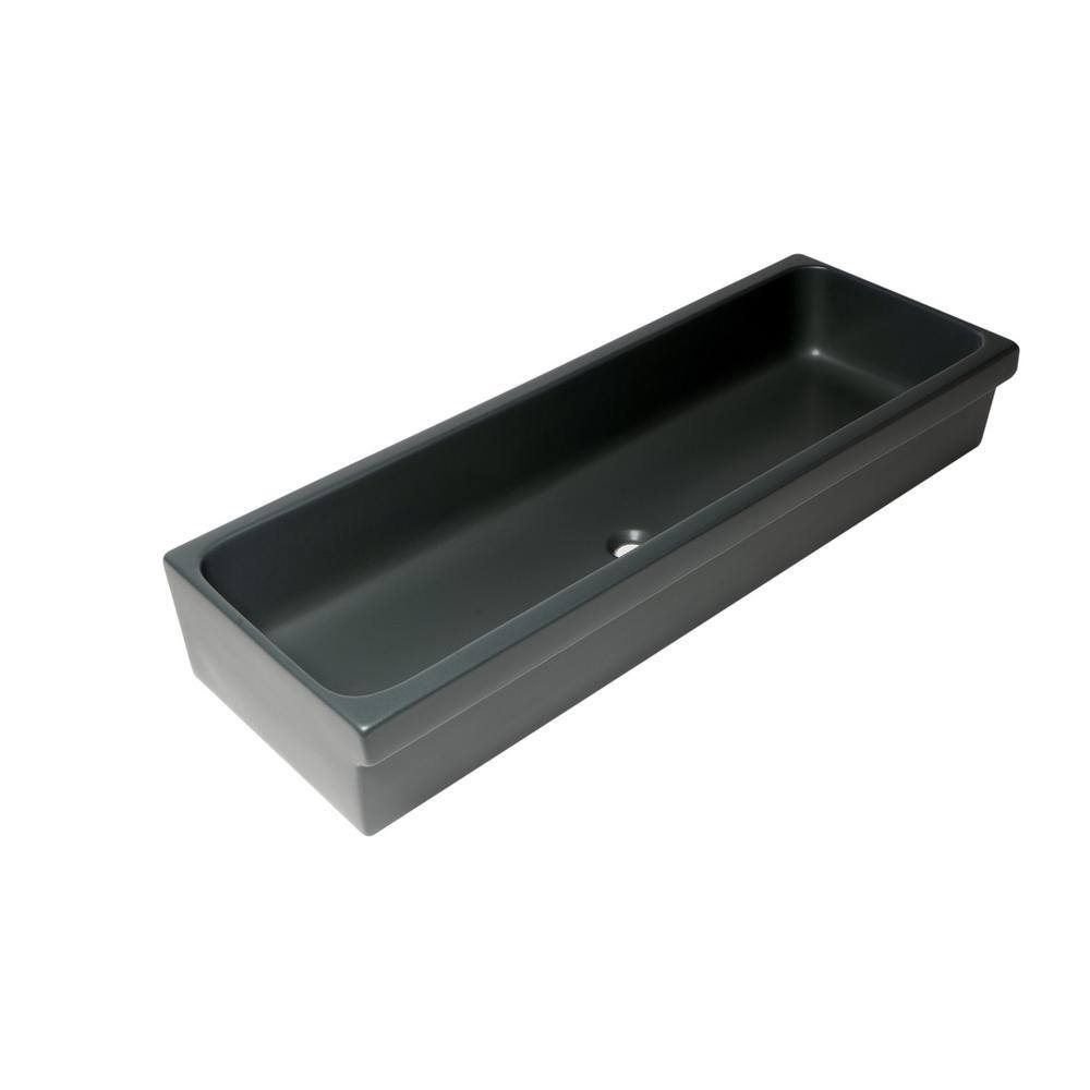 ALFI BRAND 48 in. Trough Vessel Bathroom Sink in Black Matte Fireclay ...