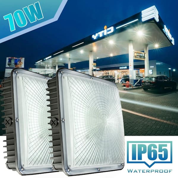 KOAOEIRS 350-Watt Equivalent Integrated LED Bronze Canopy Light Fixture ...